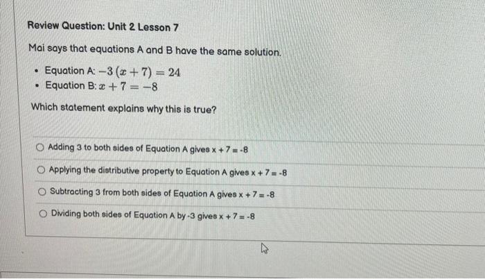 Solved Mai says that equations A and B have the same | Chegg.com Solved Mai says that equations A and B have the same | Chegg.com