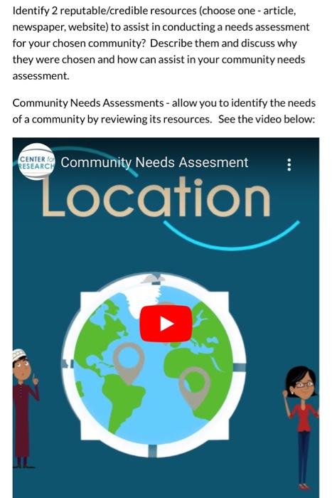 Identify 2 reputable/credible resources (choose one - | Chegg.com