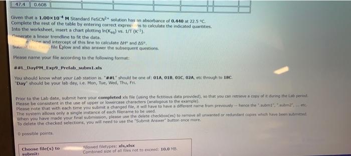 Solved PreLab Spreadsheet Exercise Enthalpy and Entropy | Chegg.com