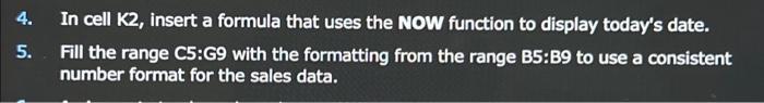 Solved 4. In cell K2, insert a formula that uses the NOW | Chegg.com