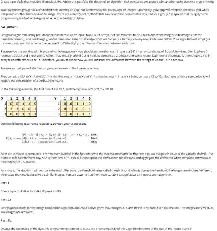 Solved Create a portfolio that includes all previous IPs. | Chegg.com