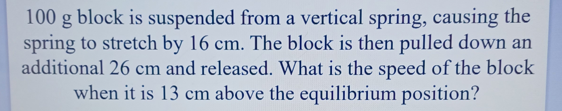 Solved 100g ﻿block is suspended from a vertical spring, | Chegg.com