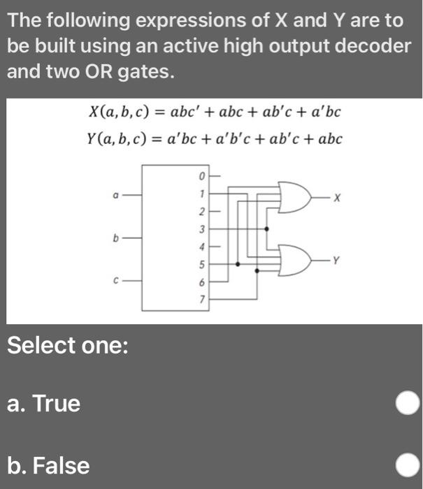 Solved The following expressions of X and Y are to be built | Chegg.com