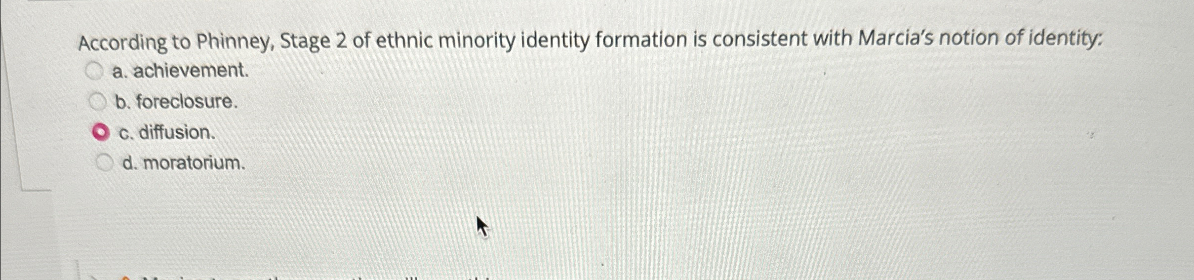 Solved According to Phinney, Stage 2 ﻿of ethnic minority | Chegg.com