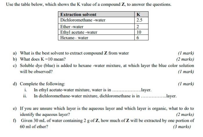 Solved Use the table below, which shows the K value of a | Chegg.com
