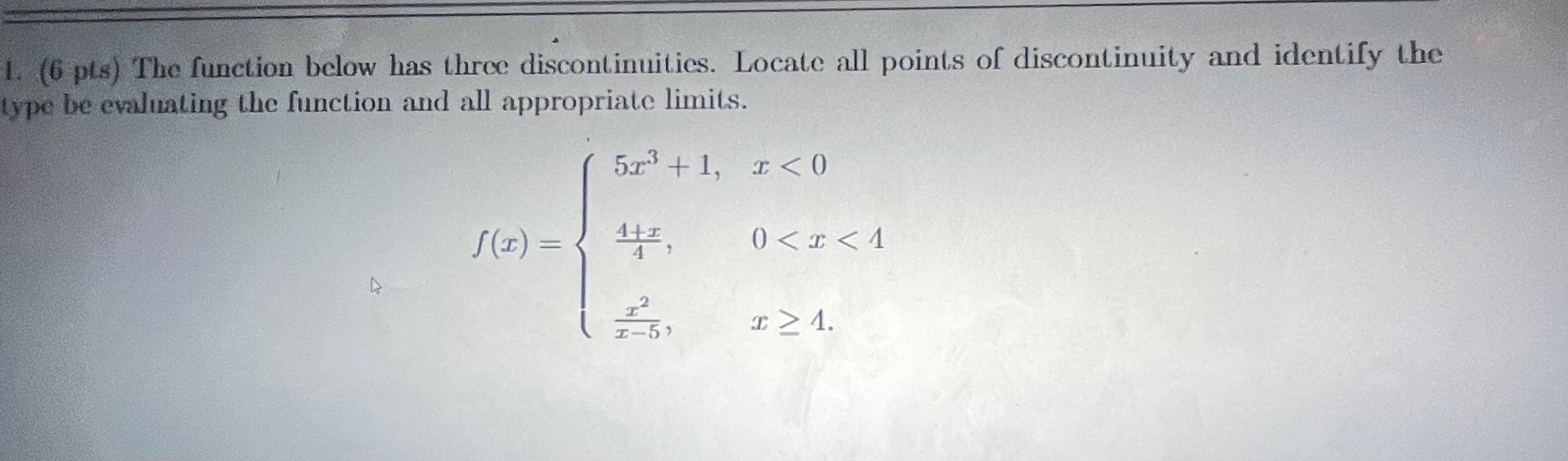 Solved The function below has three discontinuities. Locate | Chegg.com