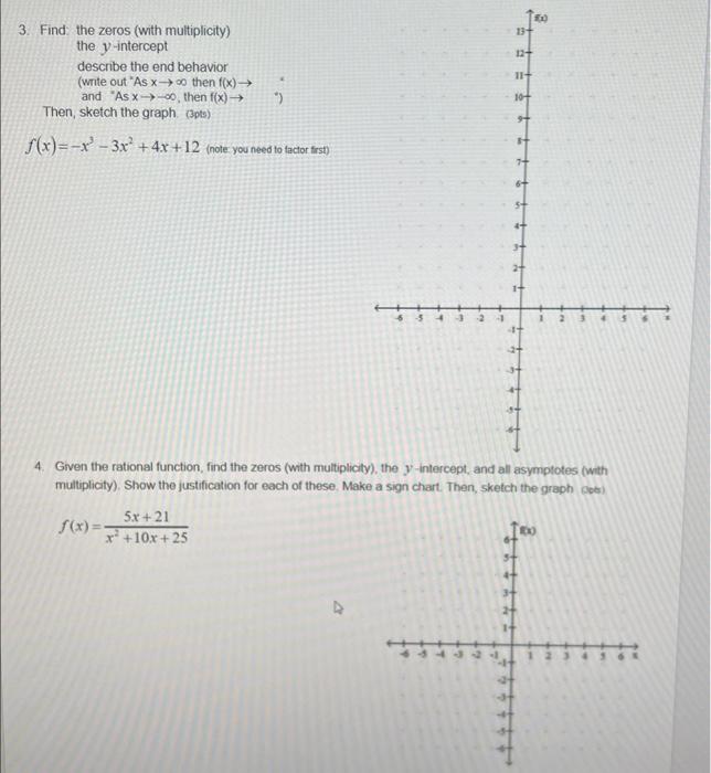 Solved 3. Find: the zeros (with multiplicity) the | Chegg.com