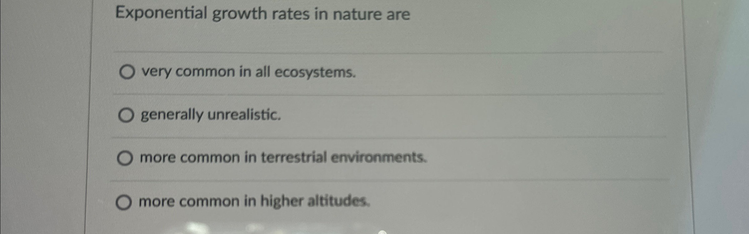 Solved Exponential growth rates in nature arevery common in | Chegg.com