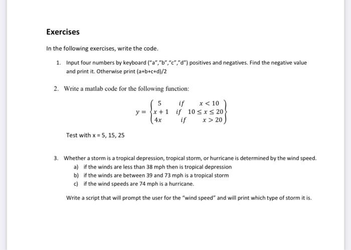Solved Exercises In the following exercises, write the code. | Chegg.com