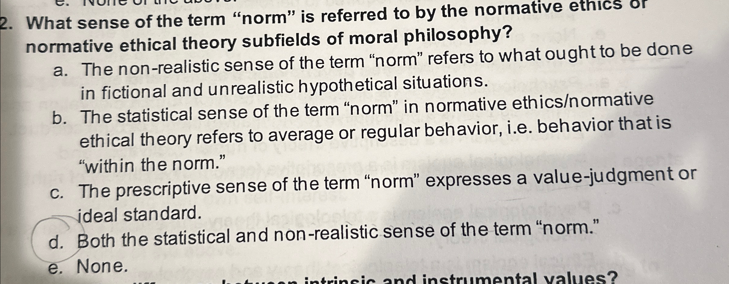 Solved What sense of the term "norm" is referred to by the | Chegg.com