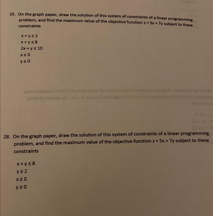 Solved 25. On the graph paper, draw the solution of this | Chegg.com