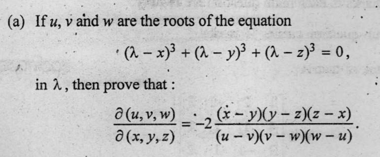 Solved (a) If u,v and w are the roots of the equation | Chegg.com