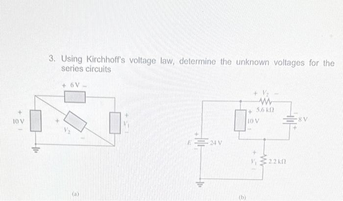 Solved 3. Using Kirchhoff's voltage law, determine the | Chegg.com