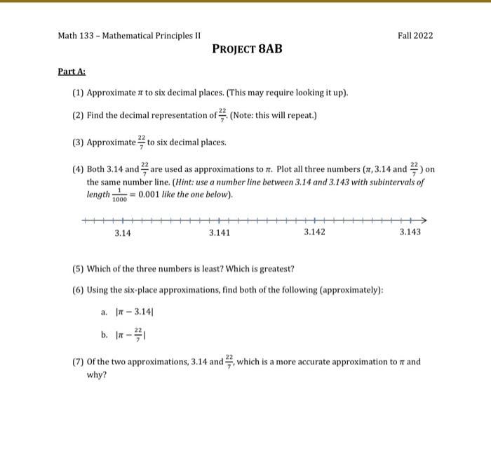 Solved Part A: (1) Approximate π to six decimal places. | Chegg.com