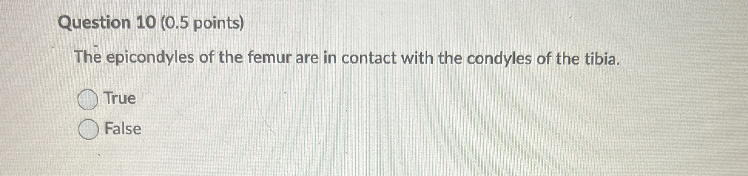 Solved Question 10 ( 0.5 ﻿points)The epicondyles of the | Chegg.com