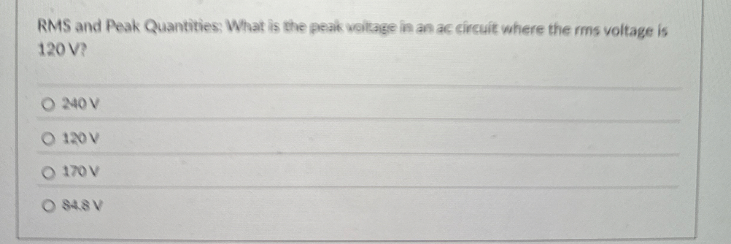 Solved RMS and Peak Quantities; What is the peak woitage in | Chegg.com
