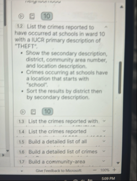 Solved 101.2 ﻿List the crimes reported to have occurred at | Chegg.com