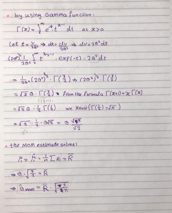 Solved this is a method of moment of rayleigh distributioni | Chegg.com