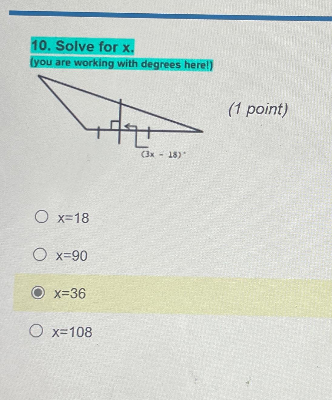 Solved Solve for x.(you are working with degrees | Chegg.com