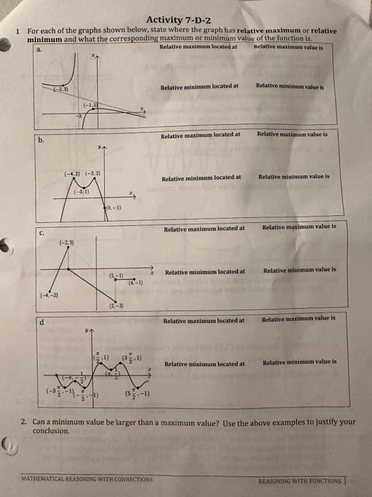Solved Activity 7-D-2 1 For each of the graphs shown below, | Chegg.com