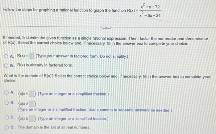 Solved Follow the steps for graphing a rational function to | Chegg.com