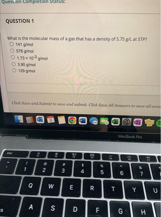 Solved What is the molecular mass of a gas that has a | Chegg.com