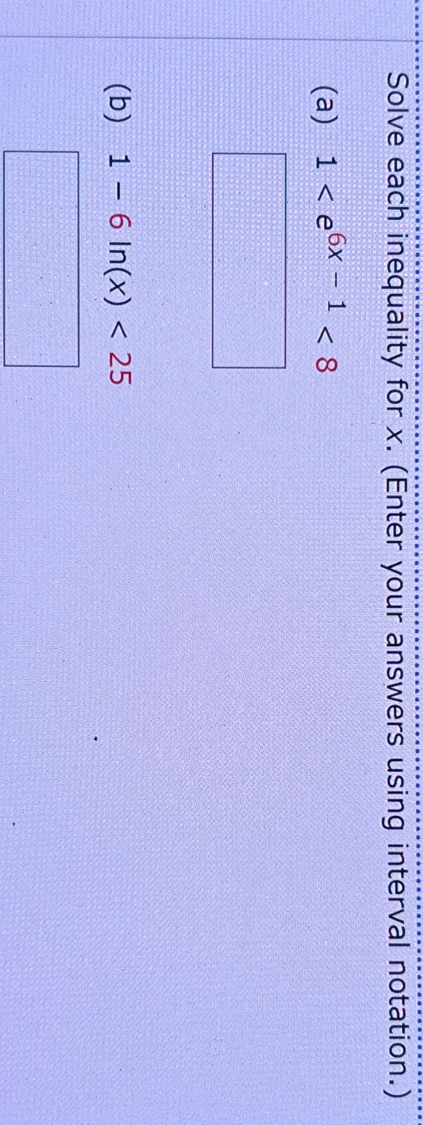 Solved Solve each inequality for x. (Enter your answers | Chegg.com