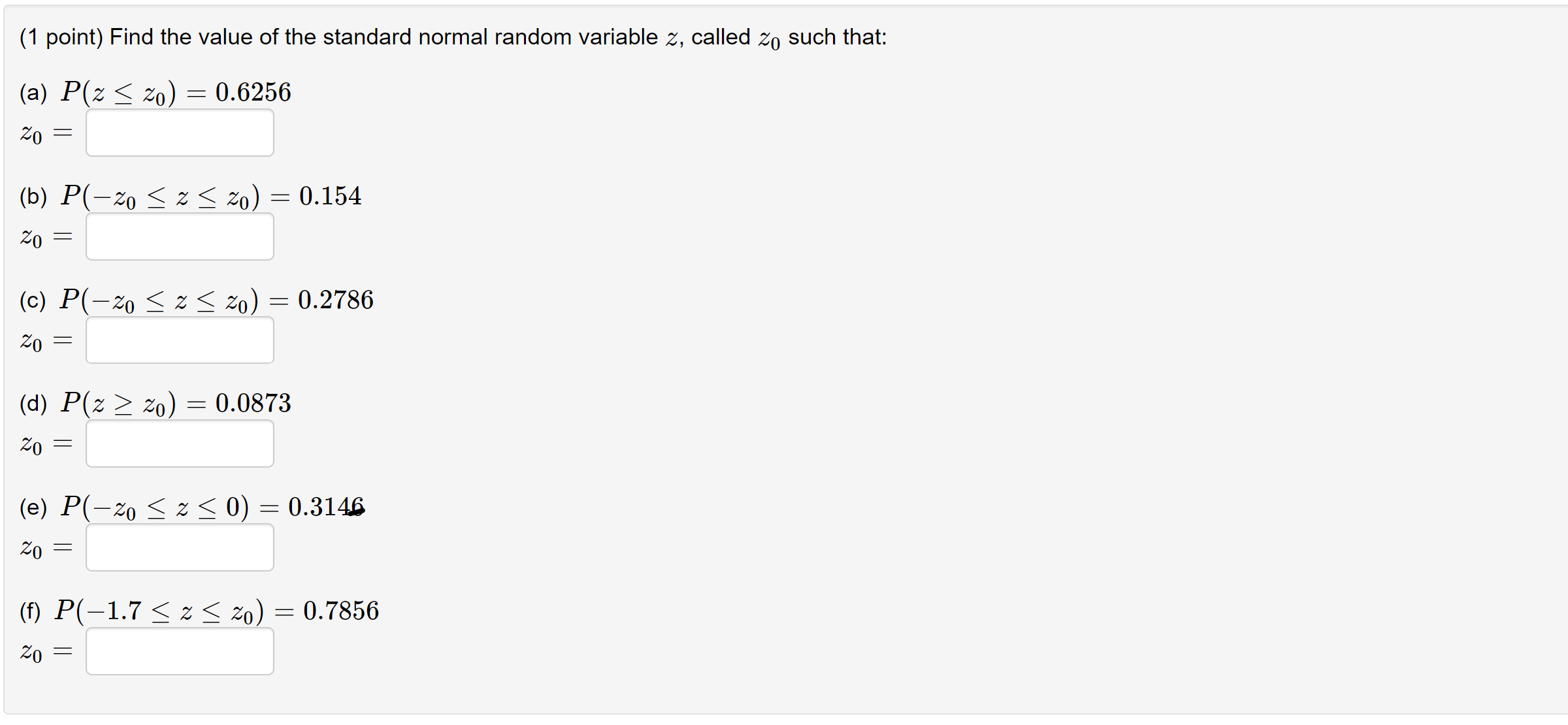 Solved 1 point find The Value Of The Standard Normal