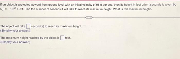 Solved If an object is projected upward from ground level | Chegg.com
