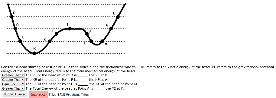 Solved " M Consider a bead starting at rest point D. It then | Chegg.com