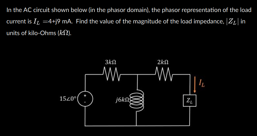 Solved In the AC ﻿circuit shown below (in the phasor | Chegg.com