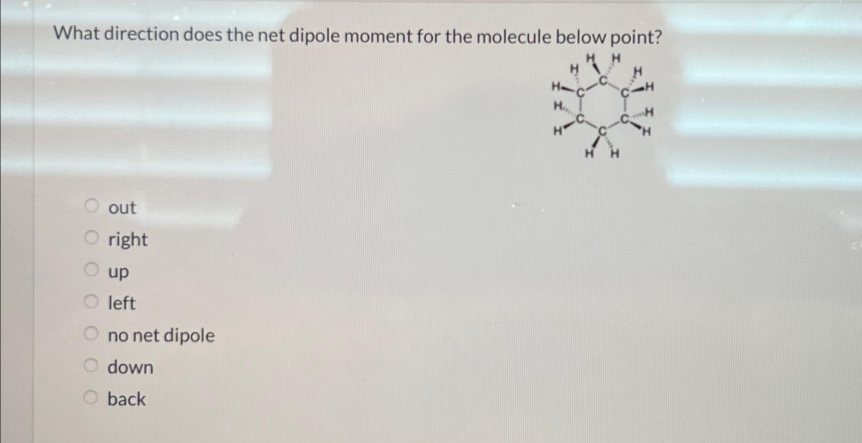Solved What direction does the net dipole moment for the | Chegg.com