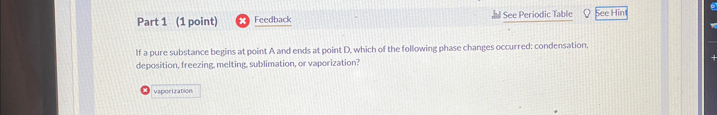 Solved Part 1 (1 ﻿point)FeedbackSee Periodic TableSee HintIf | Chegg.com