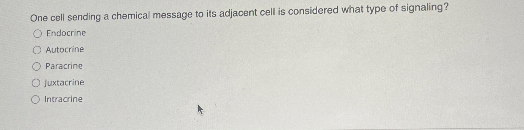 Solved One cell sending a chemical message to its adjacent | Chegg.com