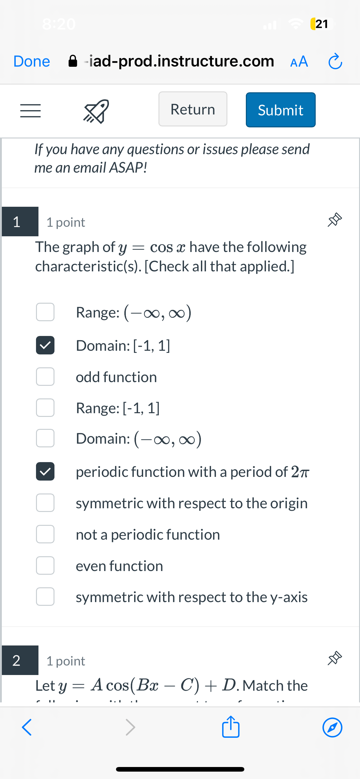 Solved 41 ﻿pointThe graph of a sine function is given | Chegg.com