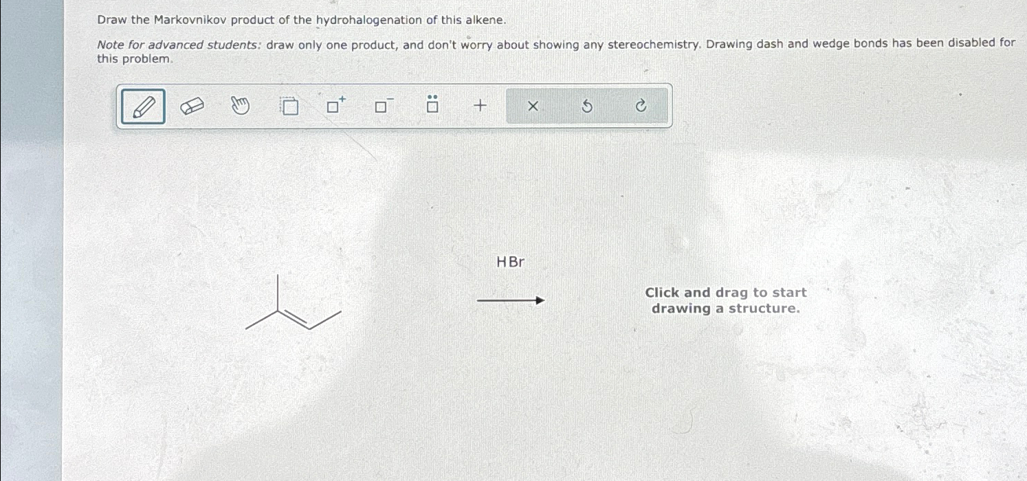 Solved Draw the Markovnikov product of the hydrohalogenation | Chegg.com