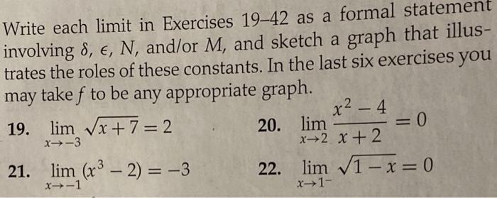 Solved Write each limit in Exercises 19-42 as a formal | Chegg.com