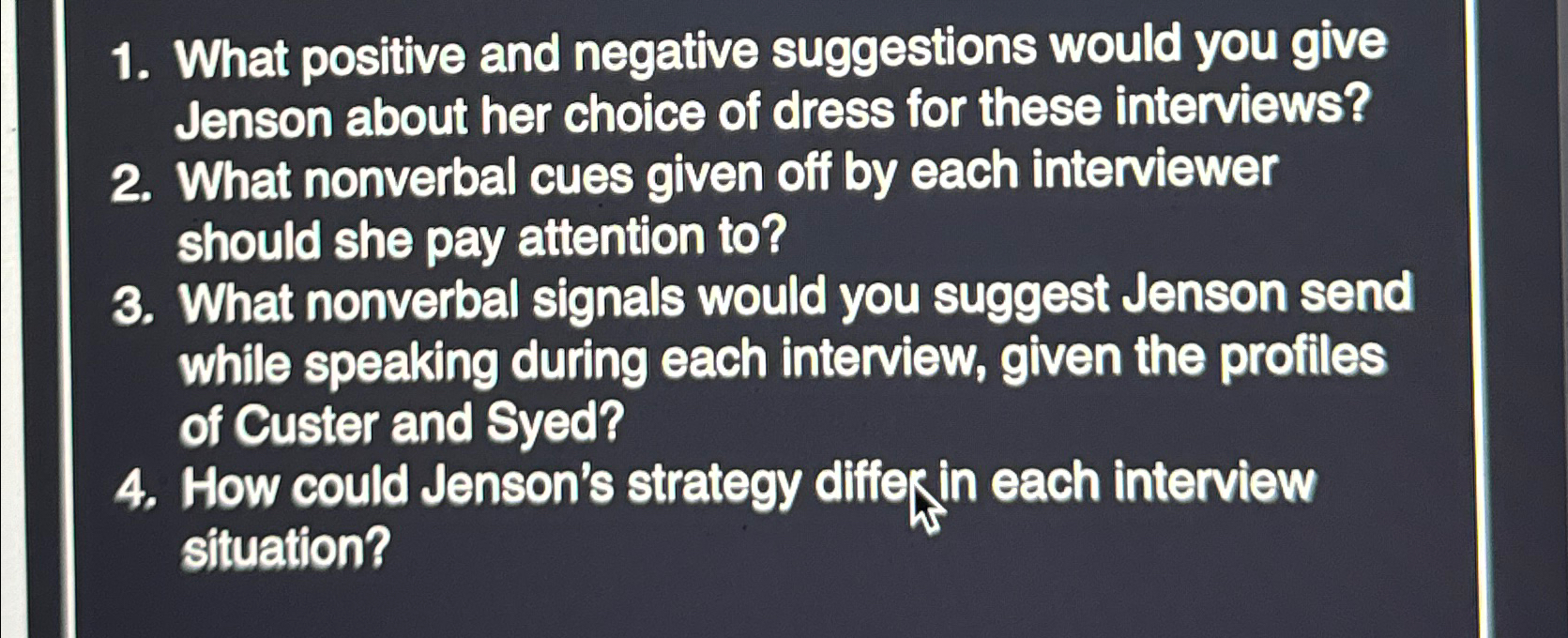 Solved What positive and negative suggestions would you give | Chegg.com