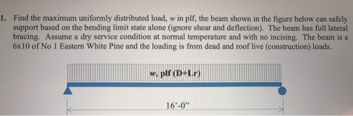 Solved 1. Find the maximum uniformly distributed load, w in | Chegg.com