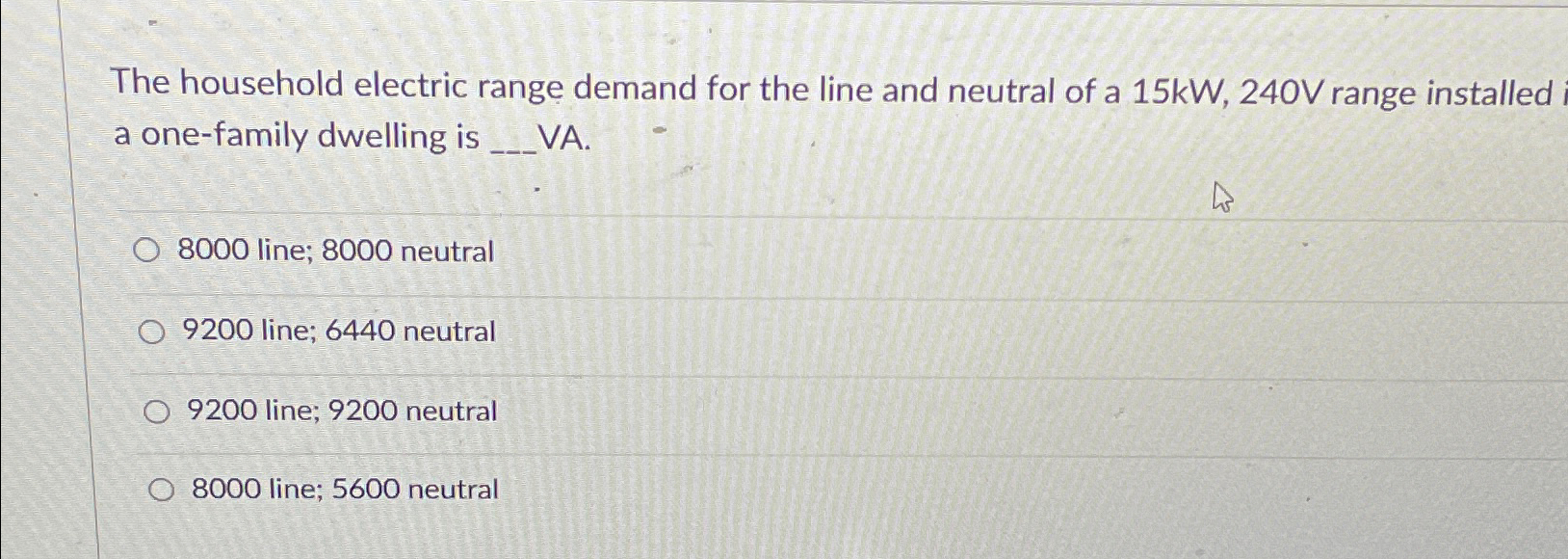 Solved The household electric range demand for the line and | Chegg.com