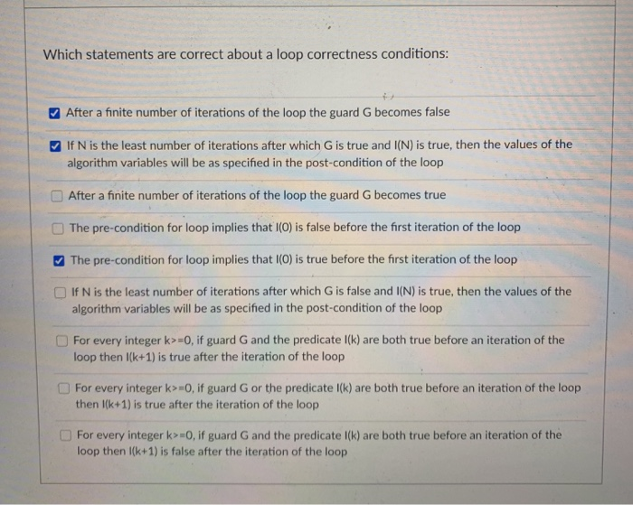 Solved Which statements are correct about a loop correctness | Chegg.com