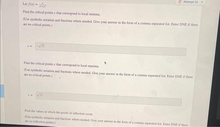 Solved pls help me find the points of inflectionneed the | Chegg.com