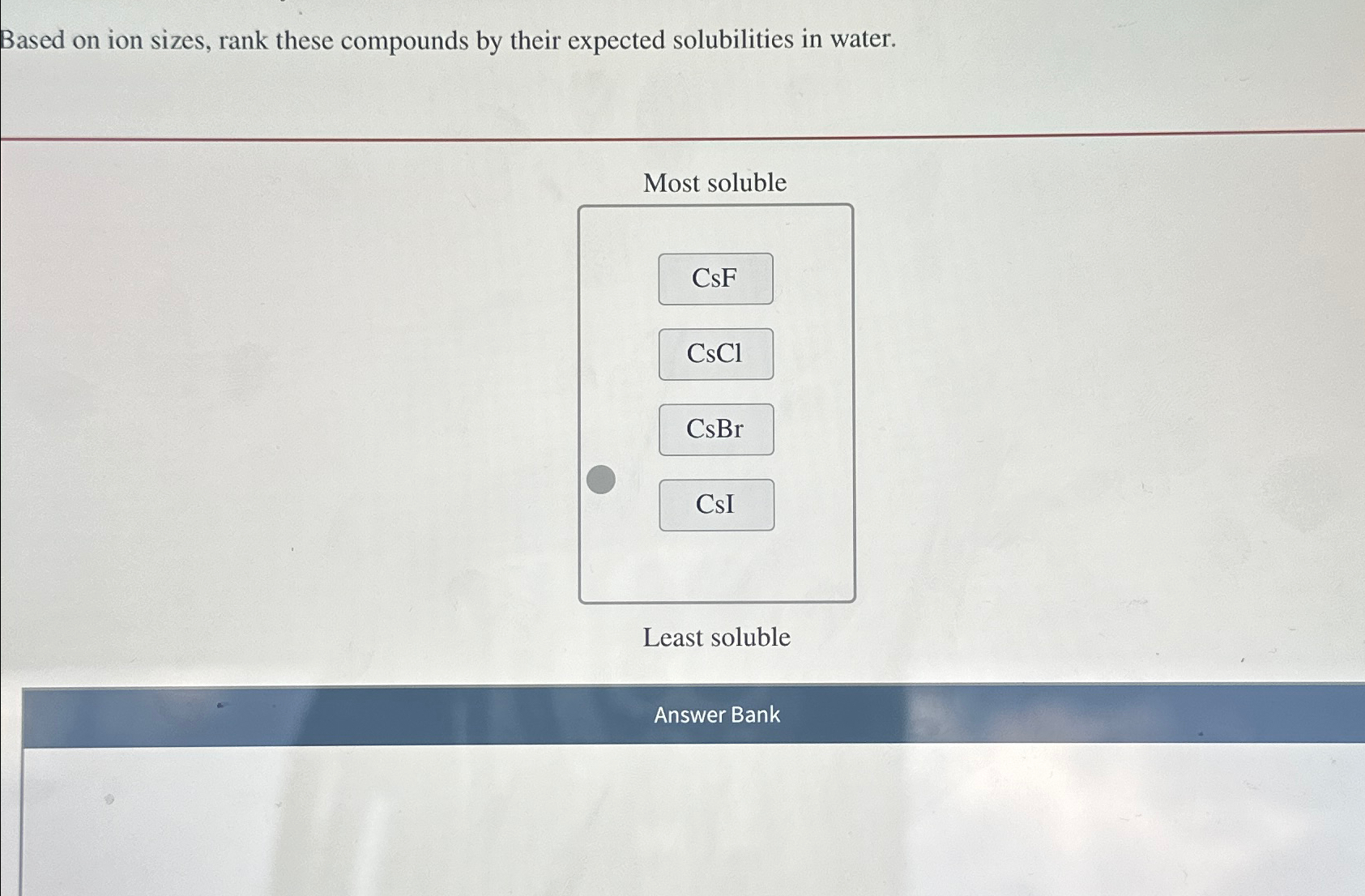 Solved Based on ion sizes, rank these compounds by their | Chegg.com