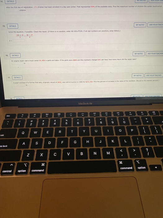 Solved 14 DETAILS Aher the first day of reglurion, 171 oren | Chegg.com