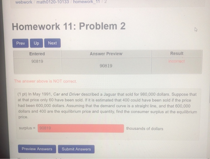 Solved webwork math0 120-10133 homework 11 2 Homework 11: | Chegg.com Solved webwork math0 120-10133 homework 11 2 Homework 11: | Chegg.com