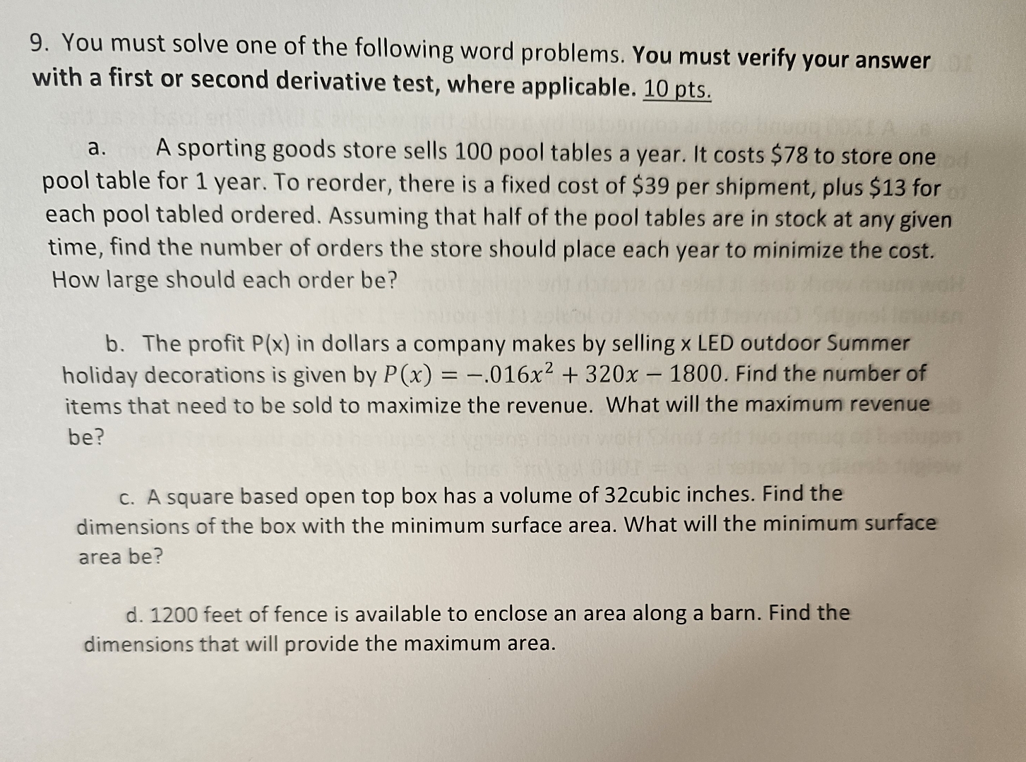 Solved You must solve one of the following word problems. | Chegg.com