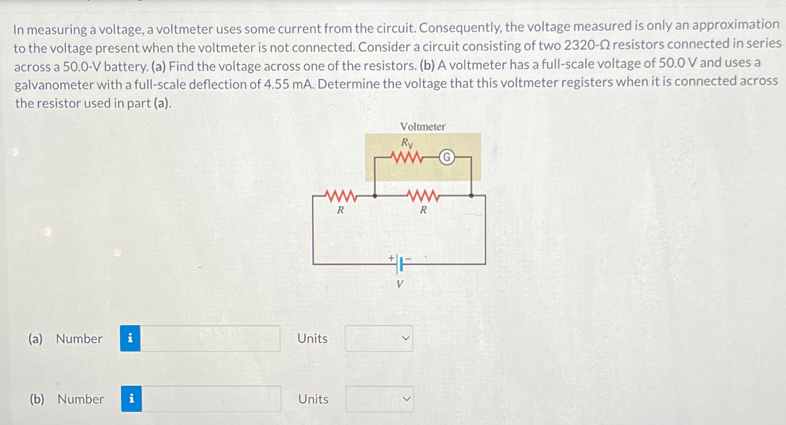 Solved In measuring a voltage, a voltmeter uses some current | Chegg.com