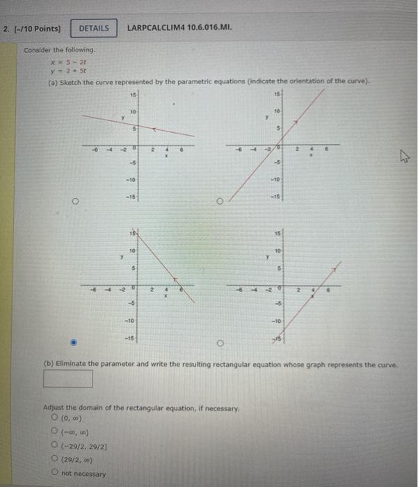 Solved 2. (-/10 Points) DETAILS LARPCALCLIM4 10.6.016.MI. | Chegg.com
