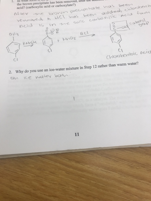 Solved why do you use an ice water mixture in step 12 rather | Chegg.com