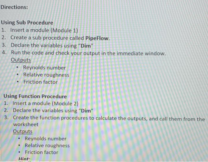 Solved Directions: Using Sub Procedure 1. Insert a module | Chegg.com